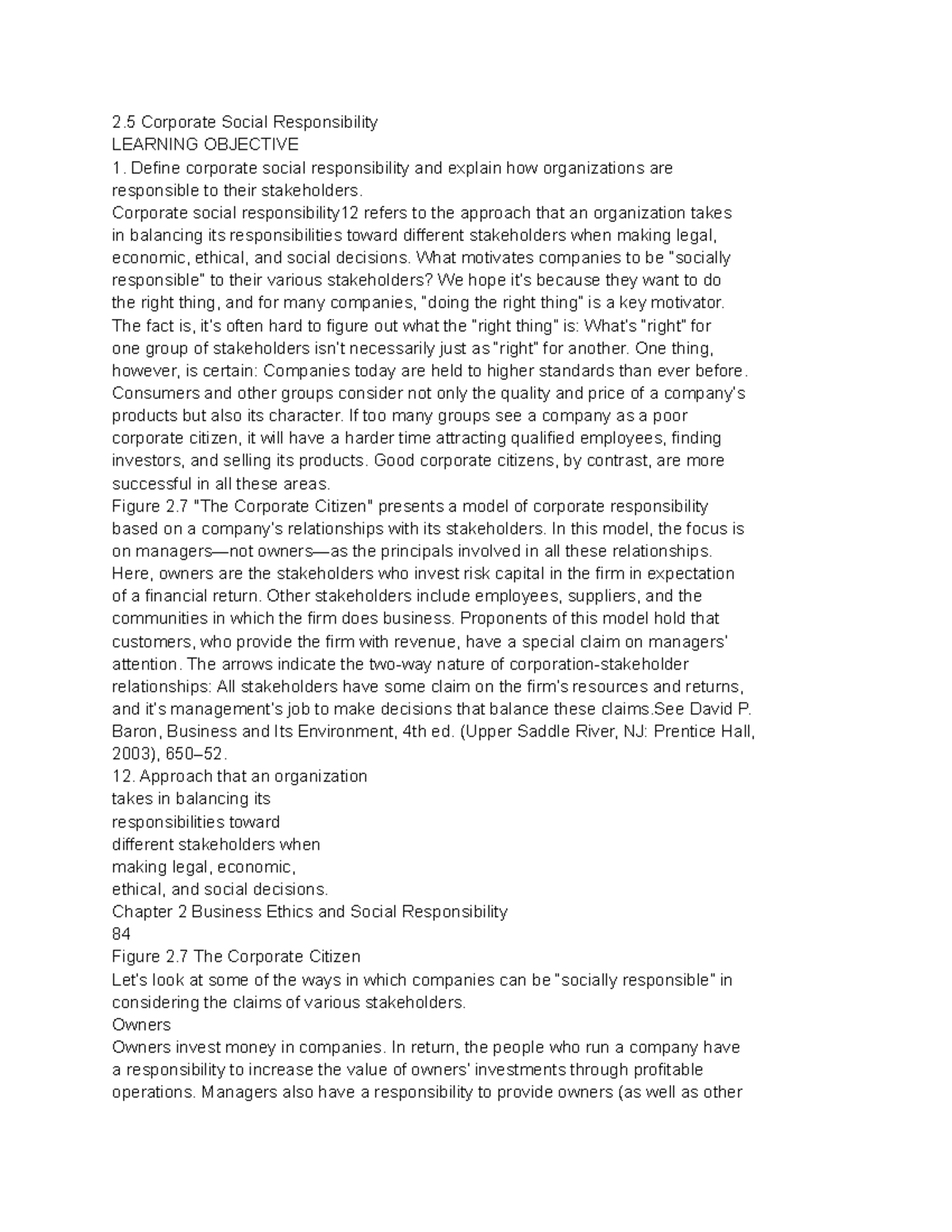 Business 13 - 2 Corporate Social Responsibility LEARNING OBJECTIVE ...