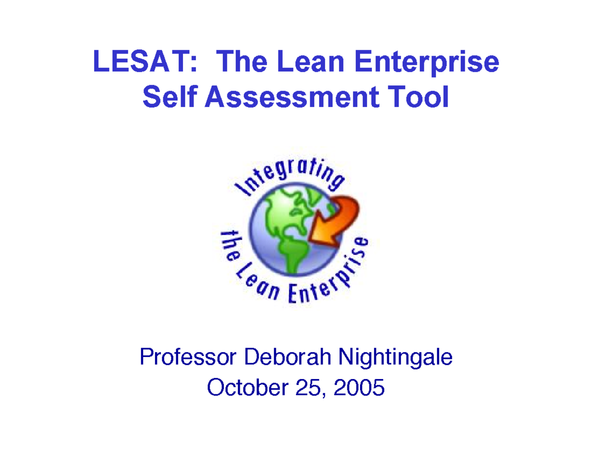 Lean Manufacturing-INDU 321-Lec K - LESAT: The Lean Enterprise Self ...