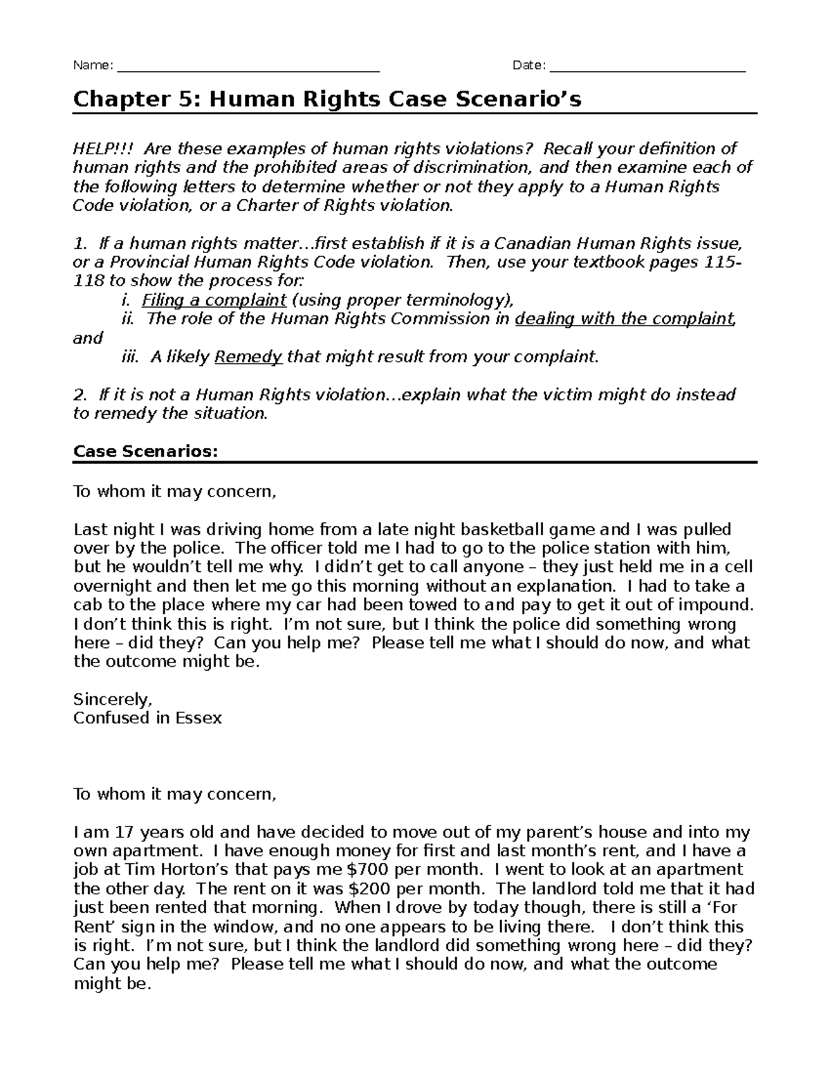 Violation Of Human Rights Examples