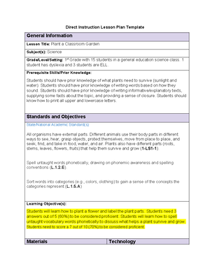 D010 TAsk1 - passed - Direct Instruction Lesson Plan Template General ...