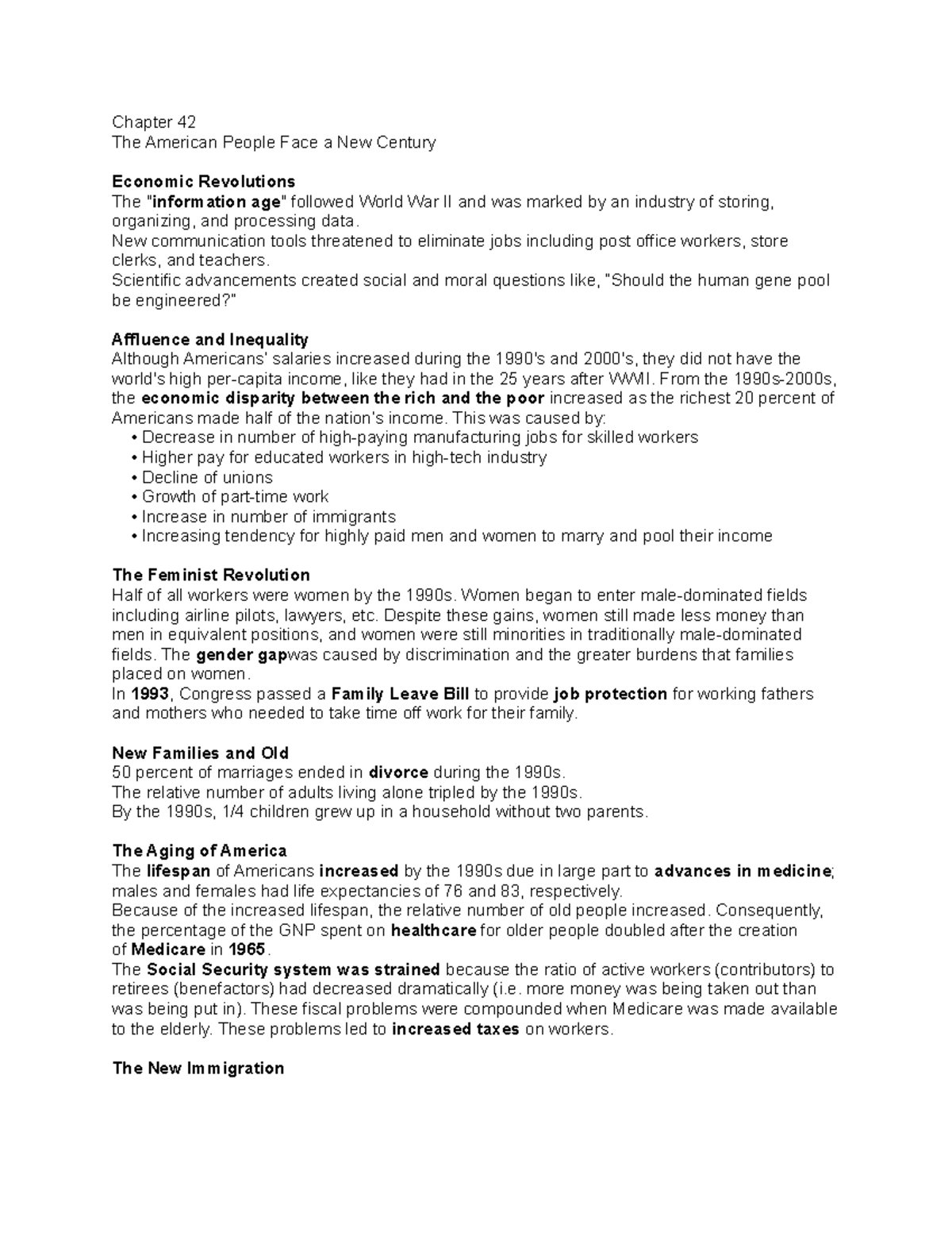DC History Chapter 42 AP Notes - Chapter 42 The American People Face a ...