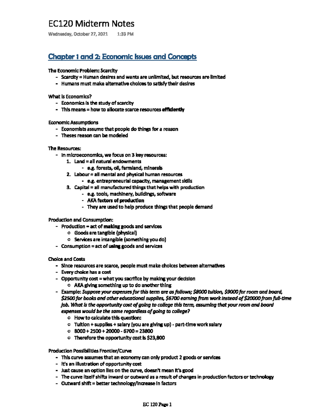 EC120 Midterm Notes Part 1 - ec 120 - Studocu