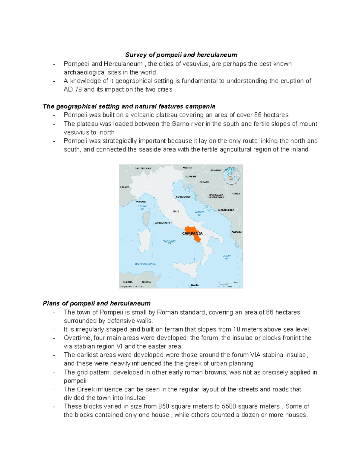 Pompeii notes - Survey of pompeii and herculaneum Pompeei and ...