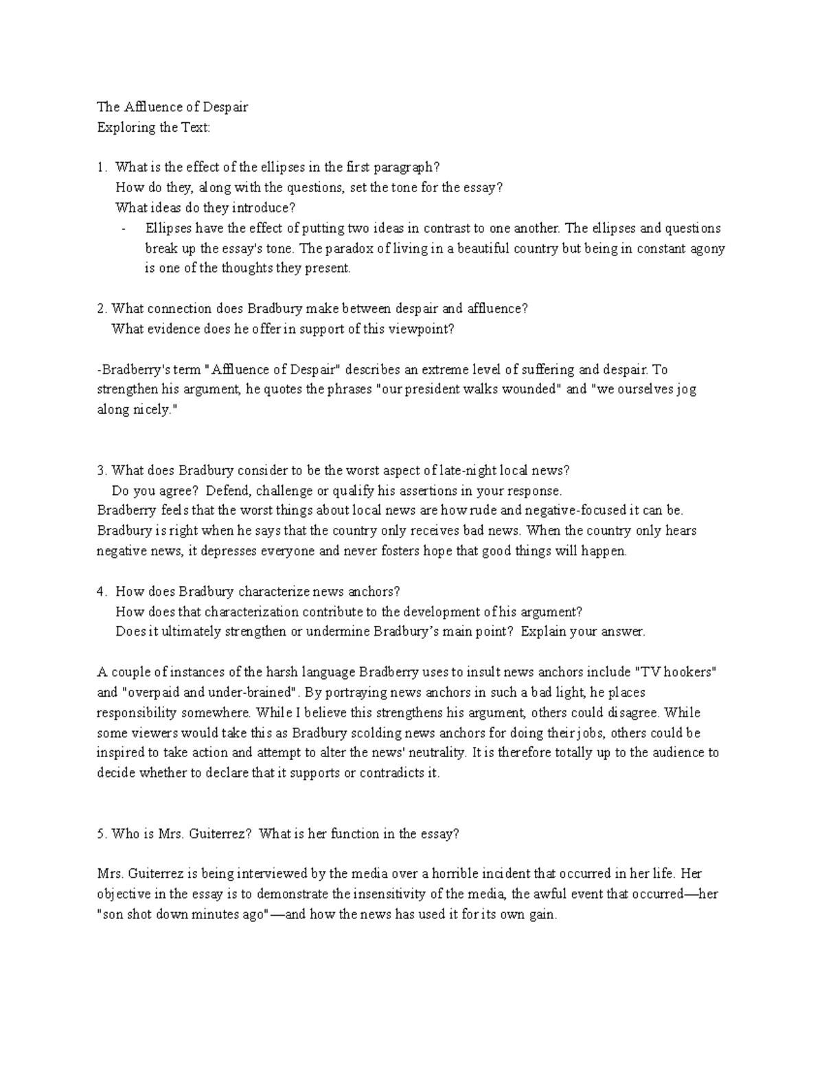 Copy of Affluence of Despair Questions - The Affluence of Despair ...