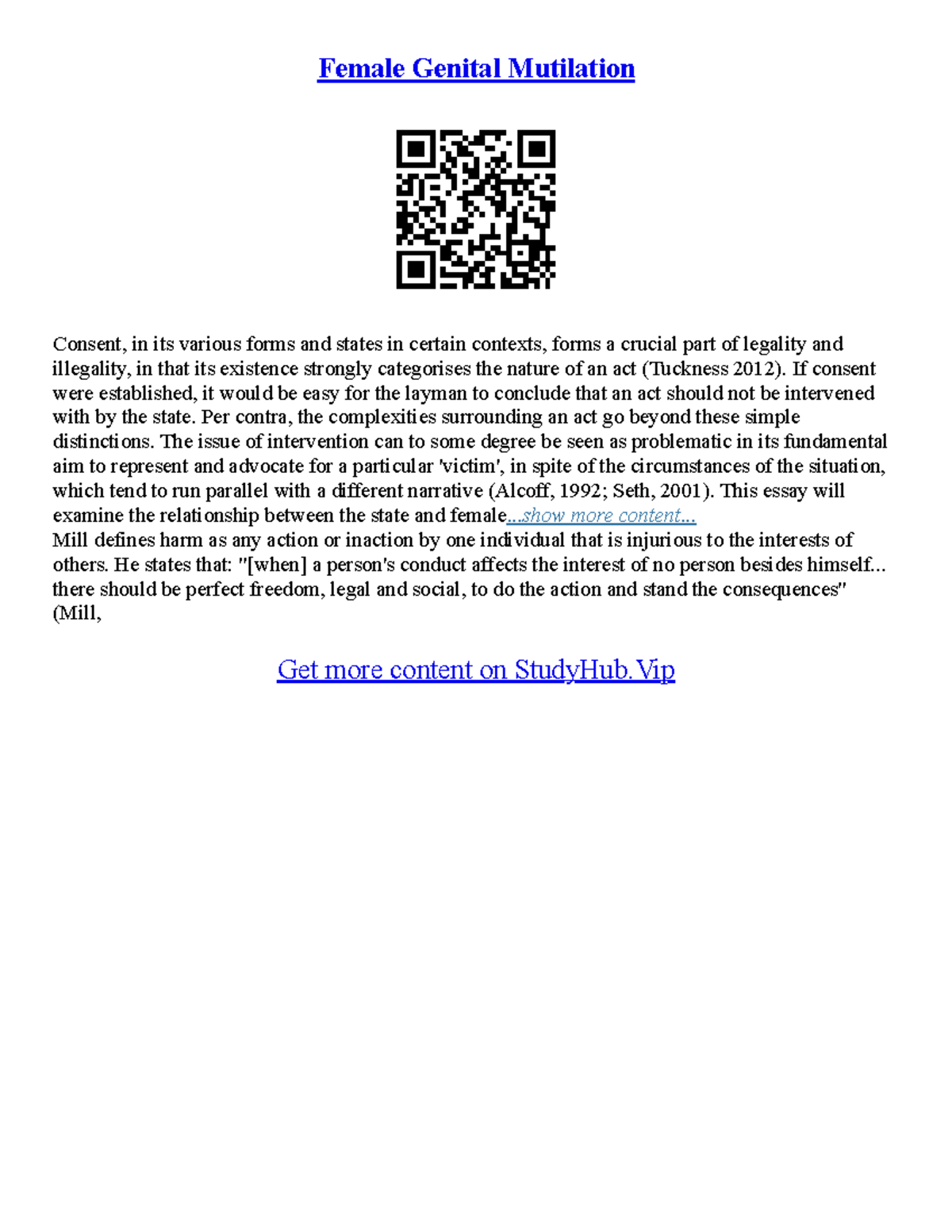 Essay On Female Genital Mutilation - Female Genital Mutilation Consent ...