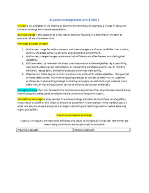 Business Unit 4 AOS 2 - Notes - Business Unit 4 AOS 2 Low-risk ...