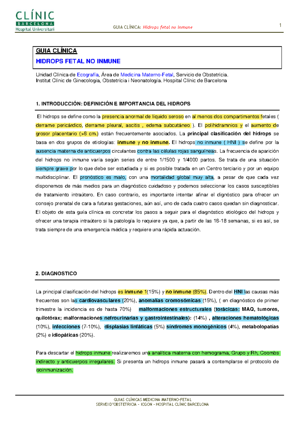 Hidrops Fetal de tipo no inmunológico: alteración fetal - _ _ - Studocu
