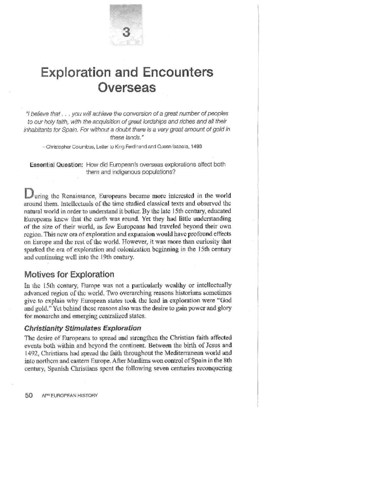 Chapter 3-Exploration and Encounters Overseas - Exploration and ...