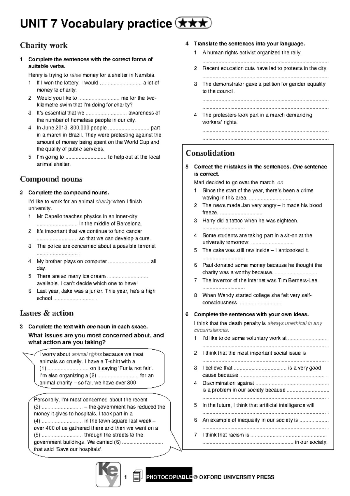 TEMA 4 Ingles - UNIT 7 Vocabulary practice 1 PHOTOCOPIABLE © OXFORD ...