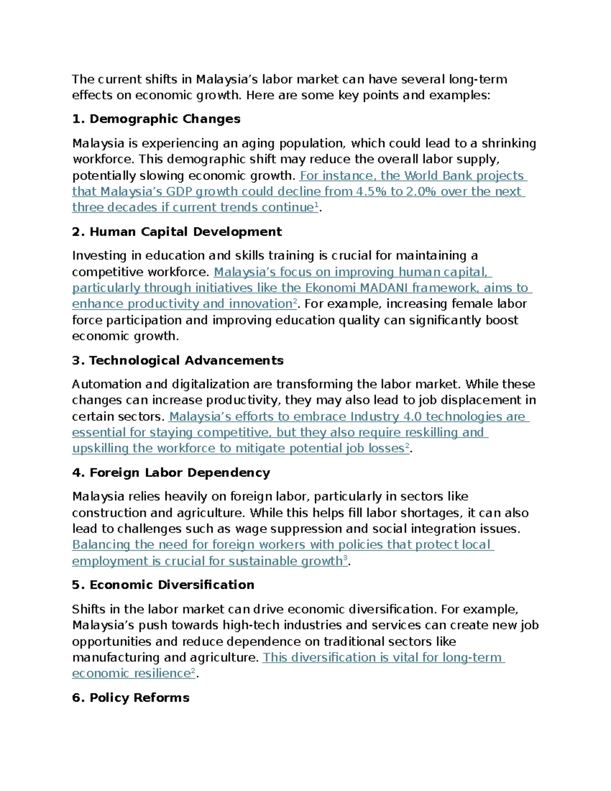 Some of the key hot topics in current macroeconomics-longterm - The current shifts in Malaysia’s ...