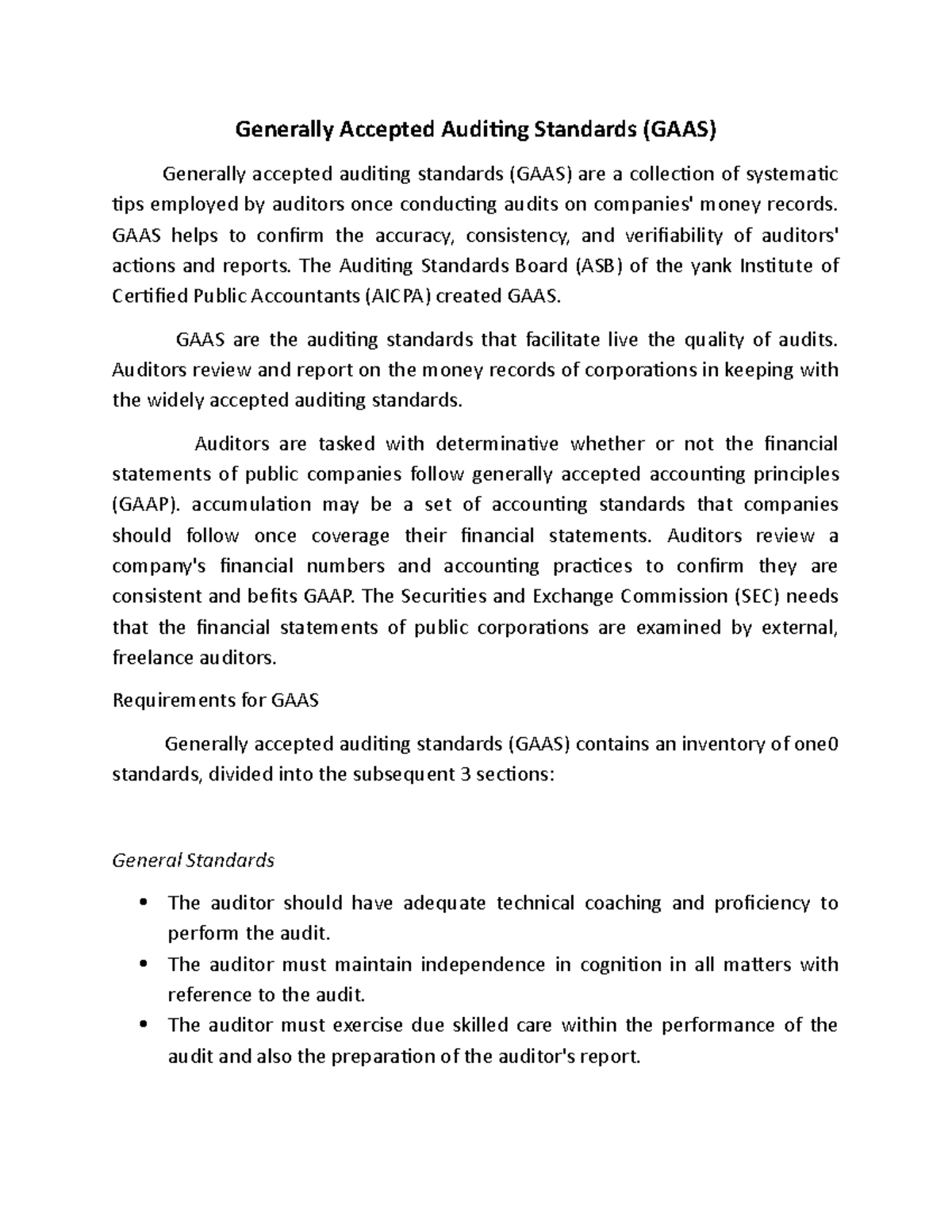 Generally Accepted Auditing Standards (GAAS) - Generally Accepted ...