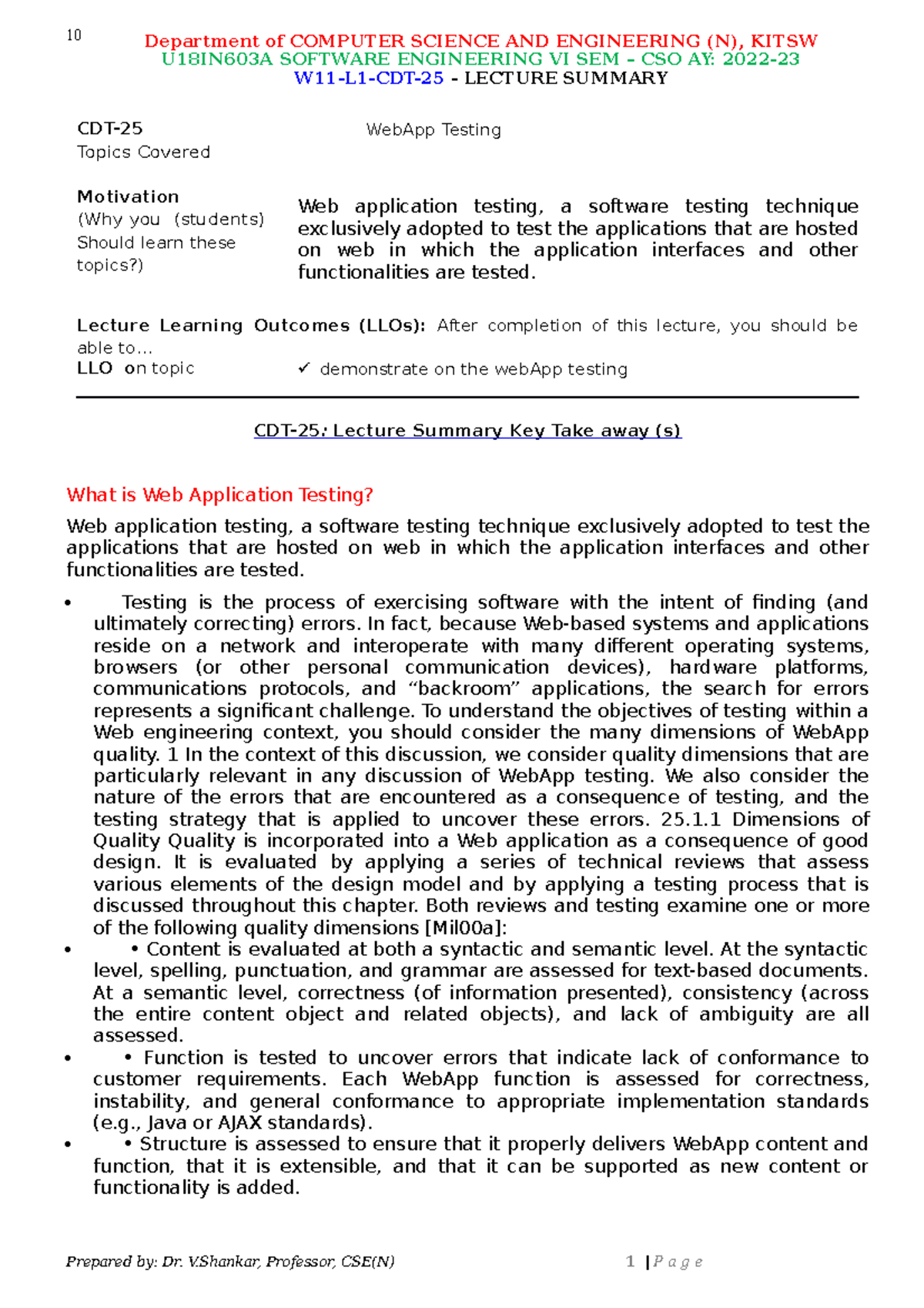 Web App Testing - Important notes for exam point of view - Department ...