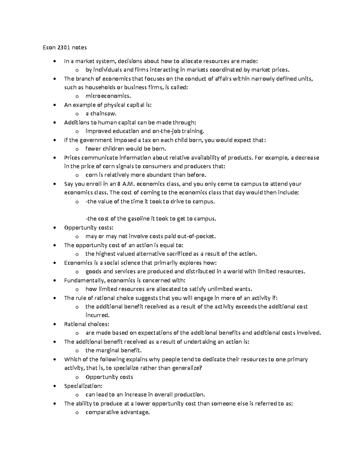Econ 2301 notes 02 - Econ 2301 notes In a market system, decisions ...