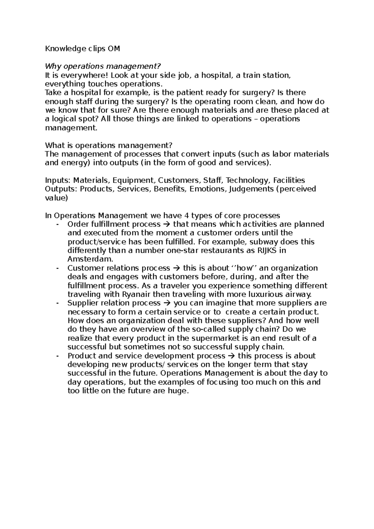 OM Knowledge clips - marketing - Knowledge clips OM Why operations ...