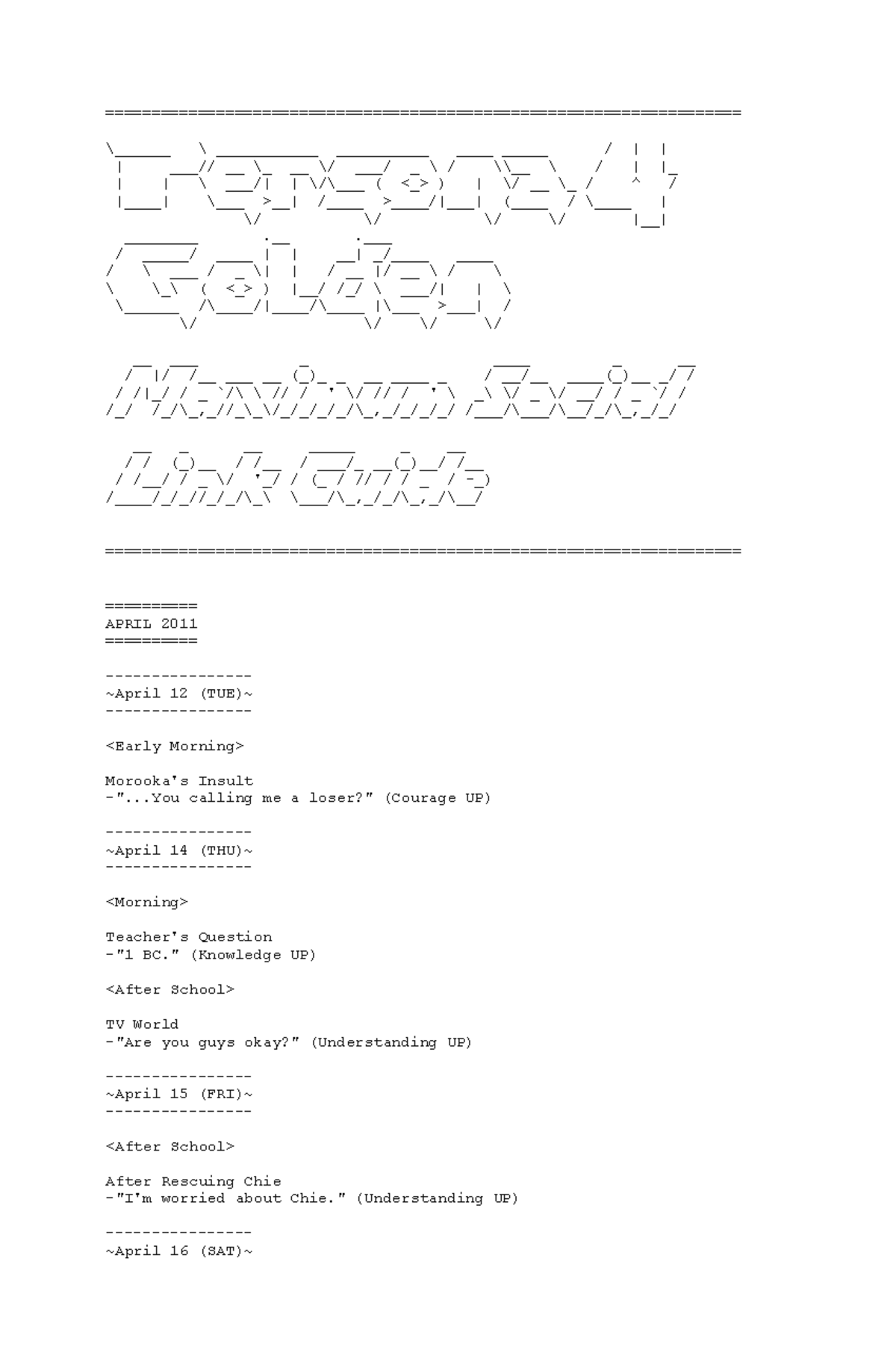 Persona 4 Guide April to June - - Studocu