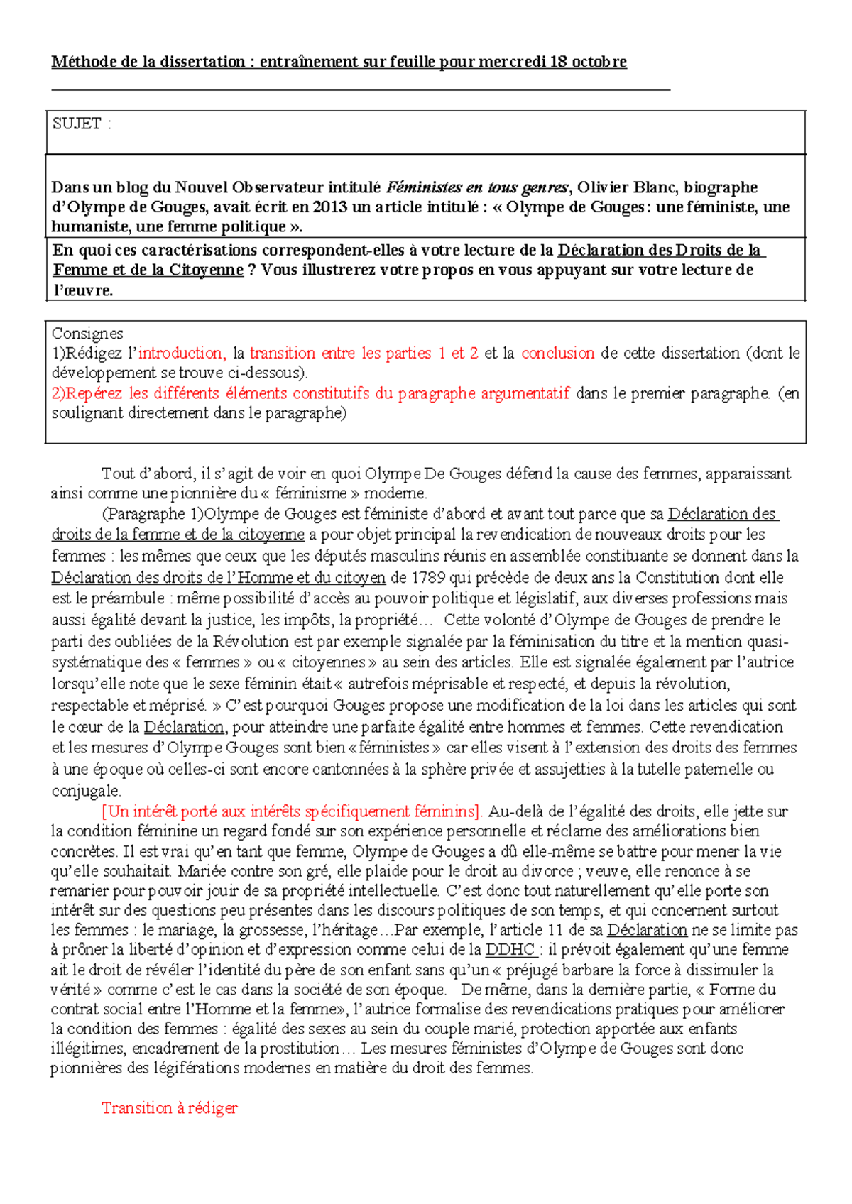 Méthode de la dissertation exercice de rédaction - Méthode de la ...
