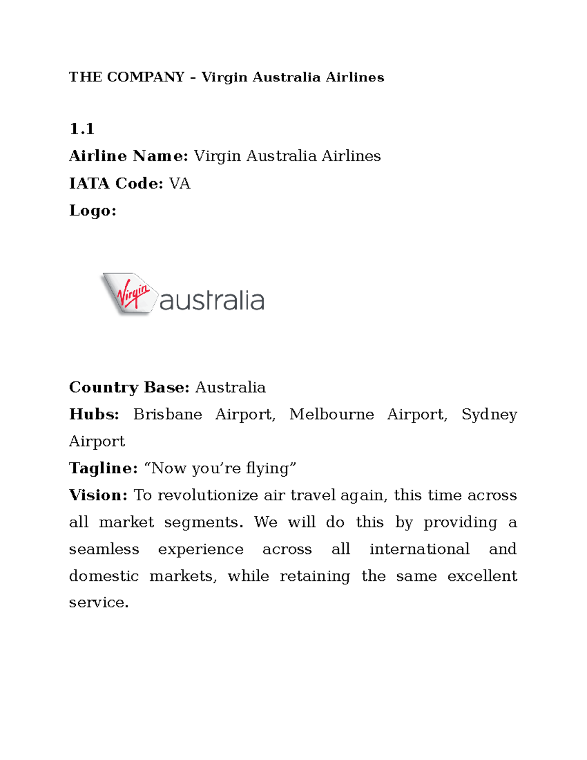 Virgin Australia Airlines - Airline Name: Virgin Australia Airlines ...