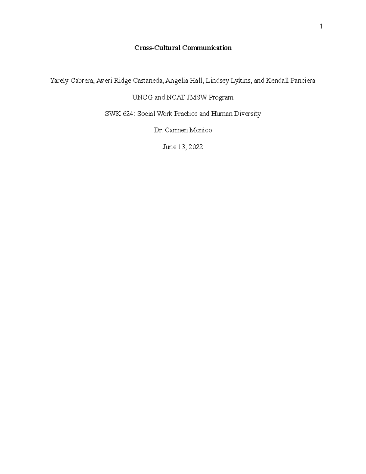 Cross-Cultural Communication Paper - Cross-Cultural Communication ...