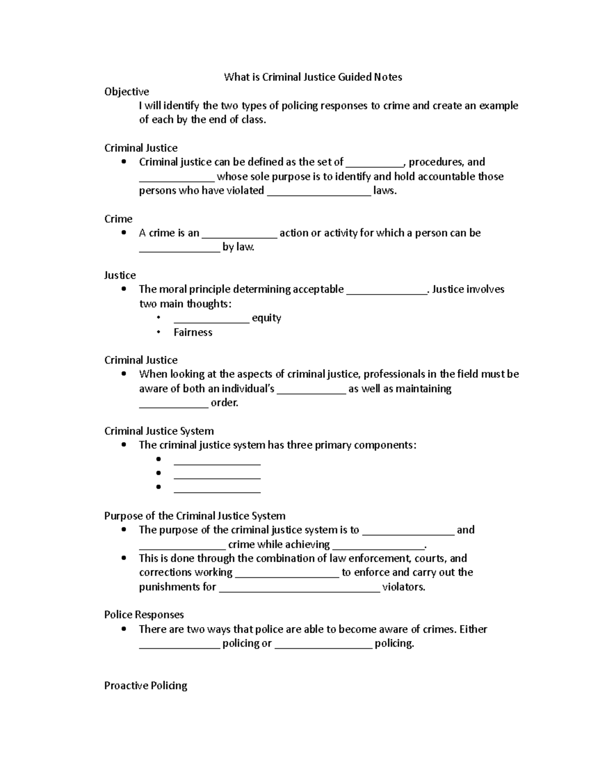Chapter 1 - What is Criminal Justice Guided Notes - What is Criminal ...