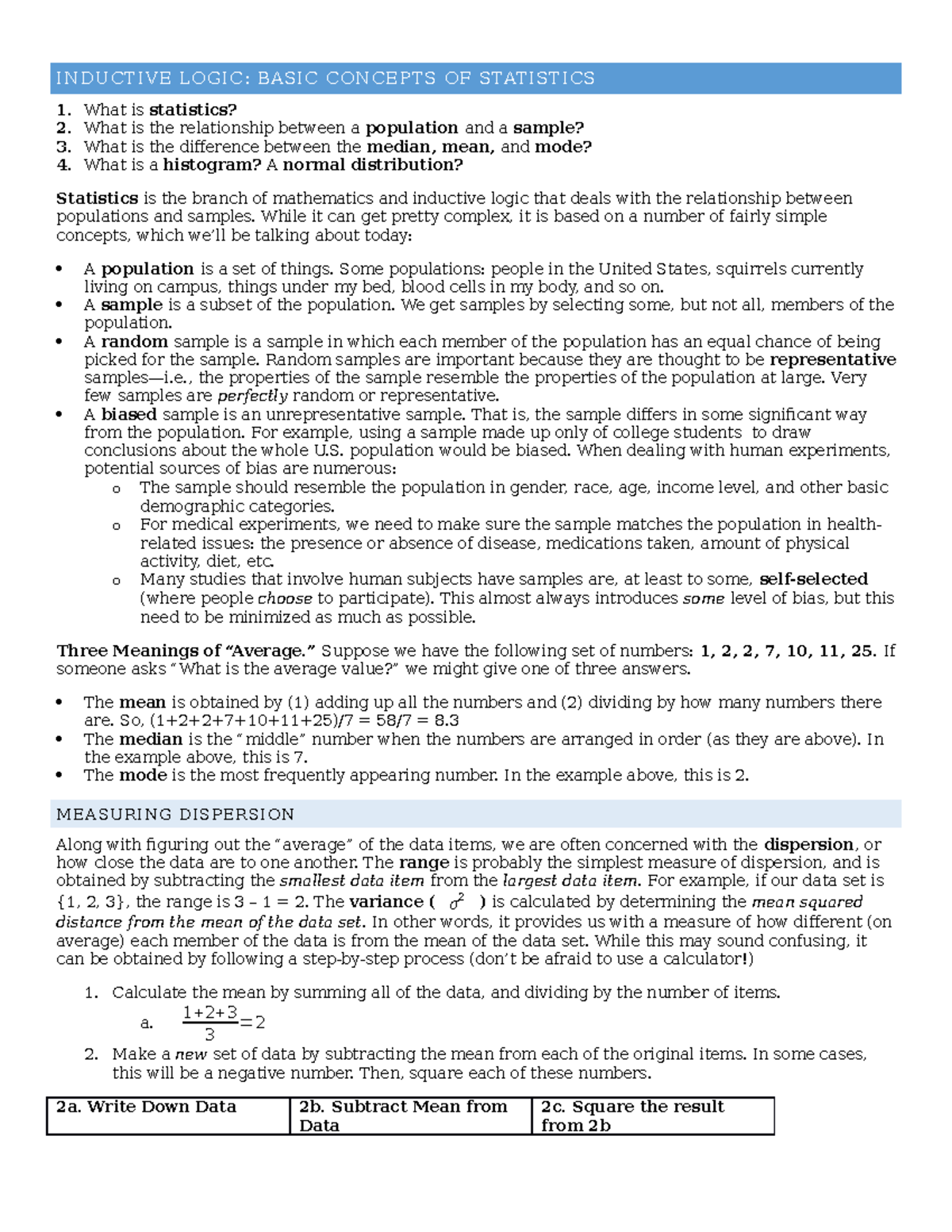 Logic E3 Statistics (12) - INDUCTIVE LOGIC: BASIC CONCEPTS OF ...