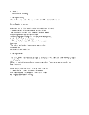 Lecture 1 - notes - Chapter 1: Introduction The Psychology of Women and ...