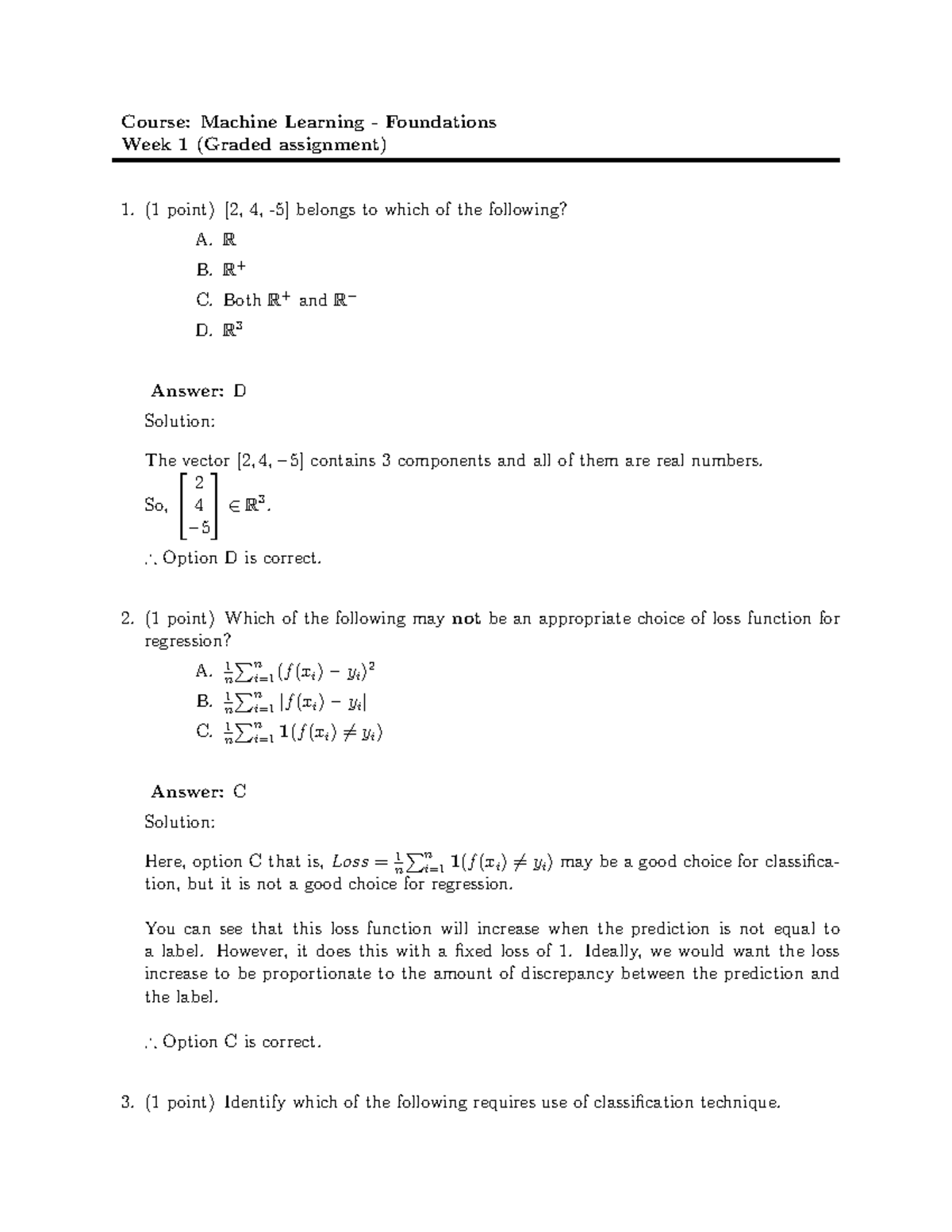 Week 1 - c;ds, 'ds - Course: Machine Learning - Foundations Week 1 ...