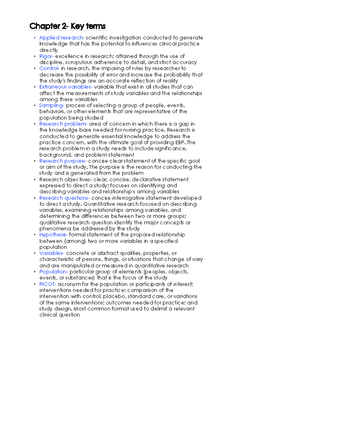 Chapter 2 key notes - Professor Egan - Chapter 2- Key terms Applied ...