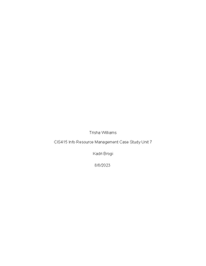 Dunkin unit 5 - case study - Trisha Williams CIS415 Info Resource ...