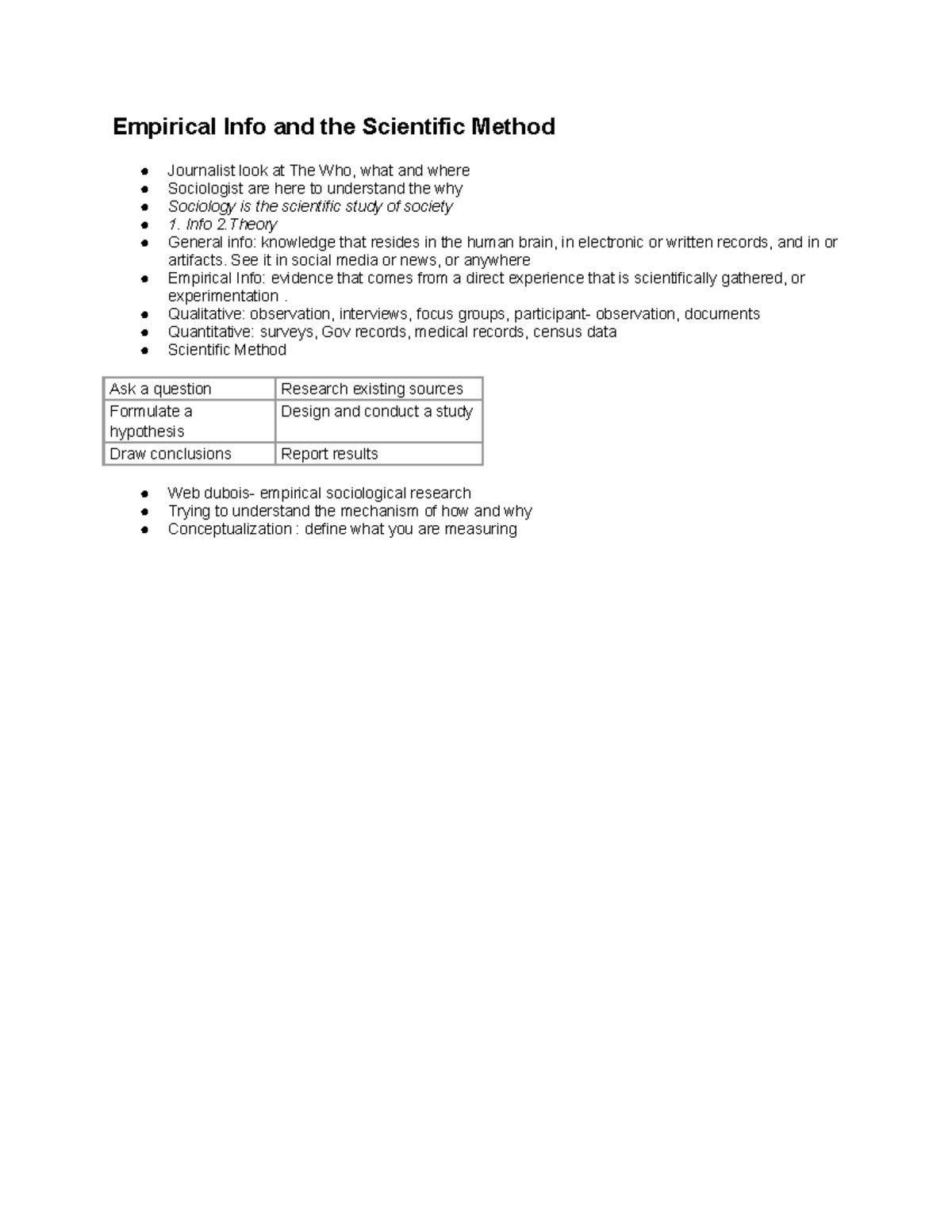 Empirical Info and the Scientific Method - Info 2 General info ...