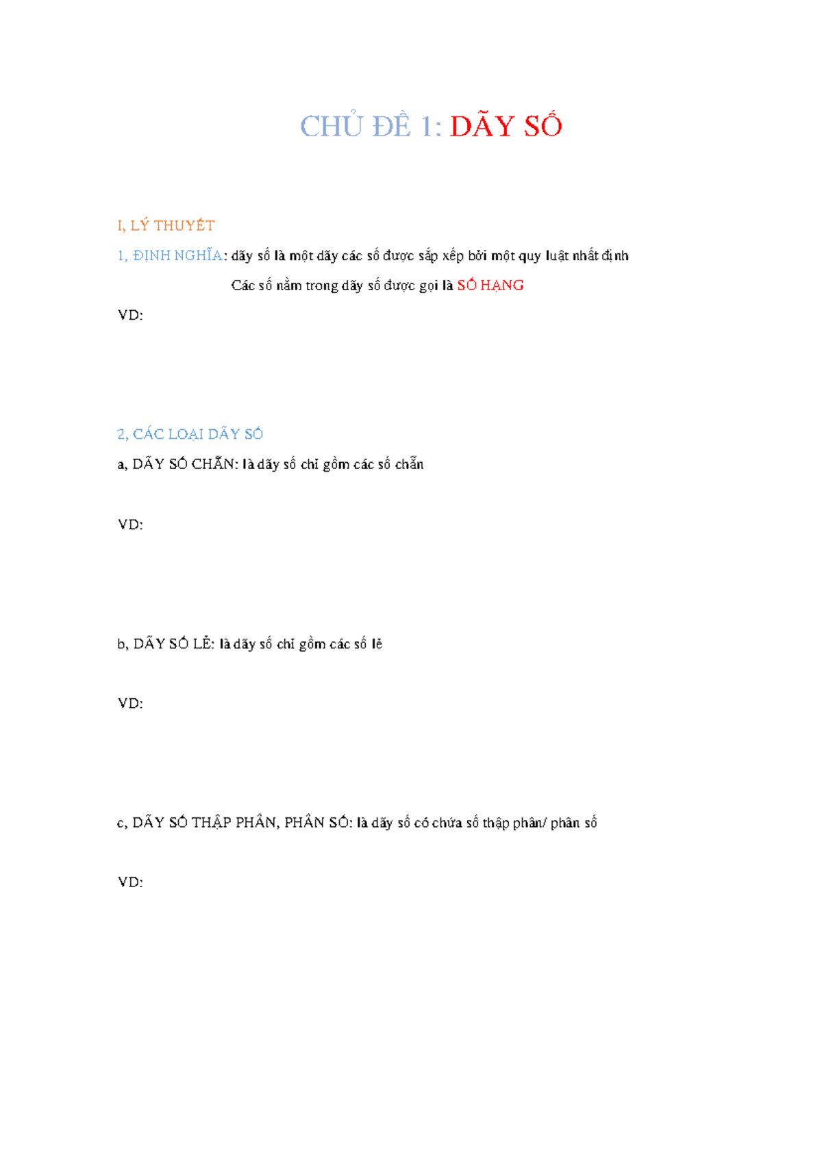 Chuyên đề dãy số 1 - Không liên quan, up để tải thôi - CHỦ ĐỀ 1: DÃY SỐ I, LÝ THUYẾT 1, ĐỊNH ...