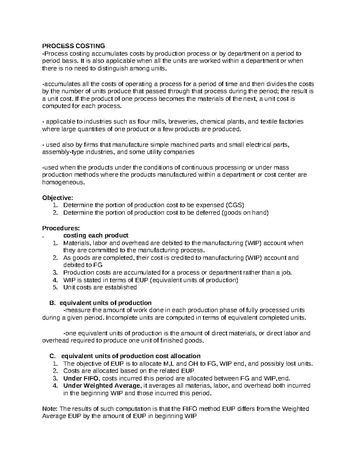 Process Costing (Cost Accounting) - PROCESS COSTING -Process costing ...