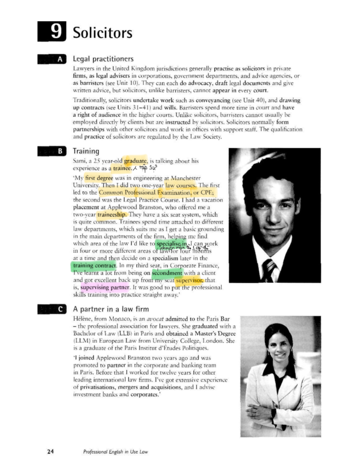 Handout Legal Education - 9 Solicitors A Legal practitioners Lawyers in the United Kingdom - Studocu