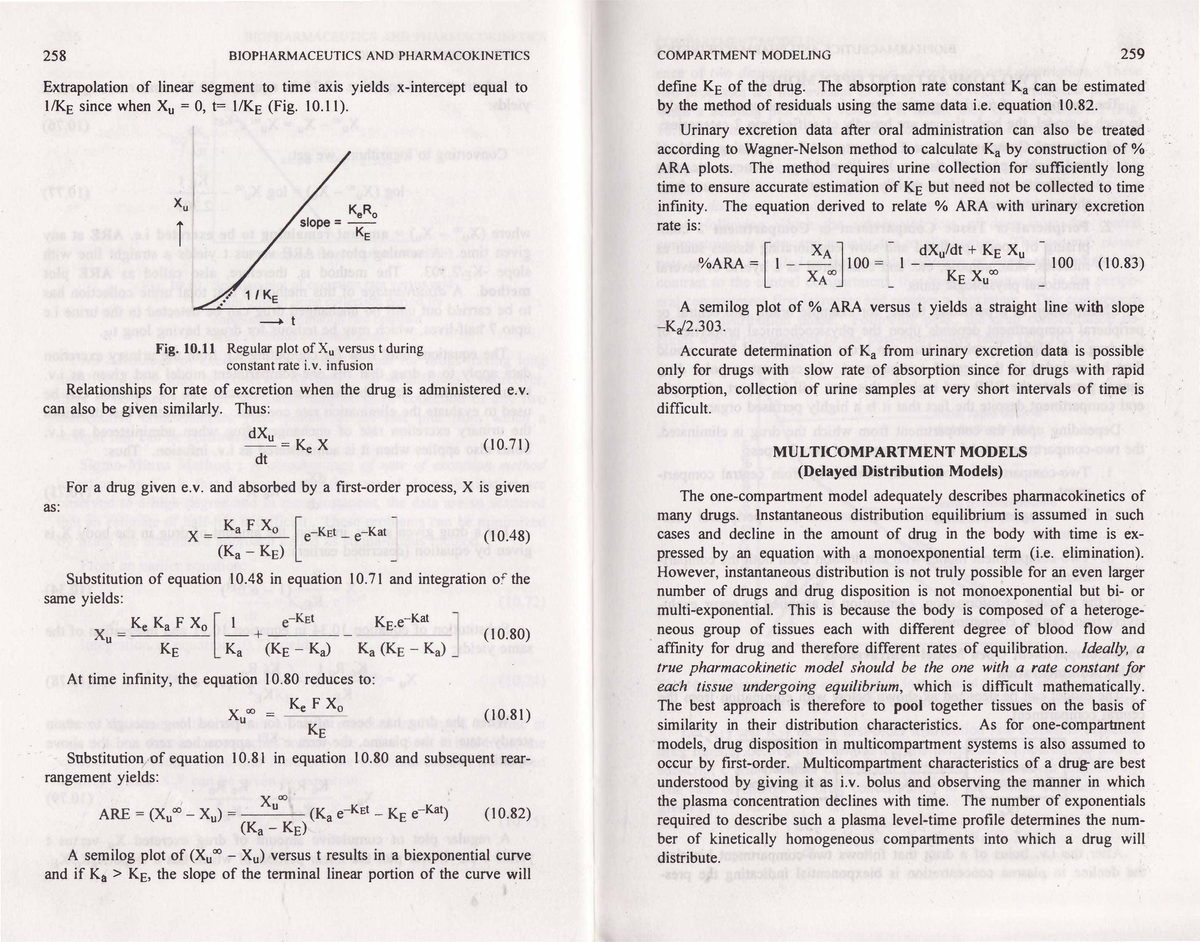 Multi compartment model - 258 BIOPHARMACEUTICS AND PHARMACOKINETICS ...
