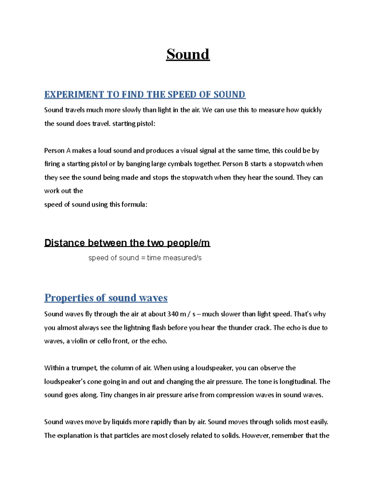 Sound O Level Notes For Final Sound EXPERIMENT TO FIND THE SPEED OF sound-o-level-notes-for-final-sound-experiment-to-find-the-speed-of