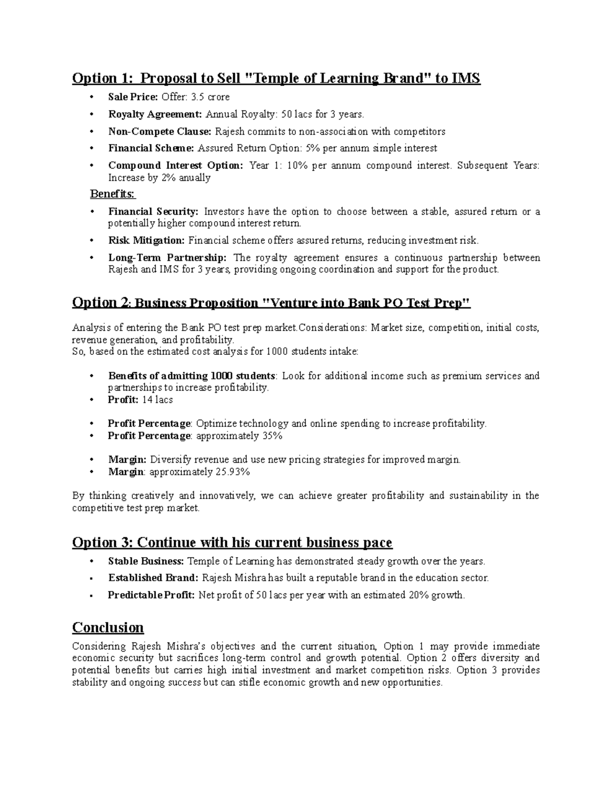 Green hat hacker case study - Option 1: Proposal to Sell "Temple of ...
