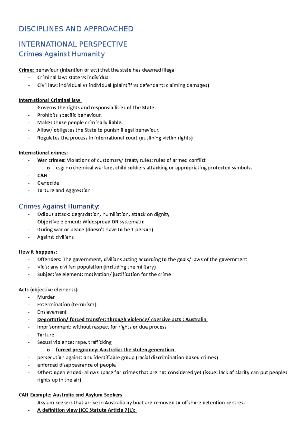 Exam prep - for essay writing - DISCIPLINES AND APPROACHED ...