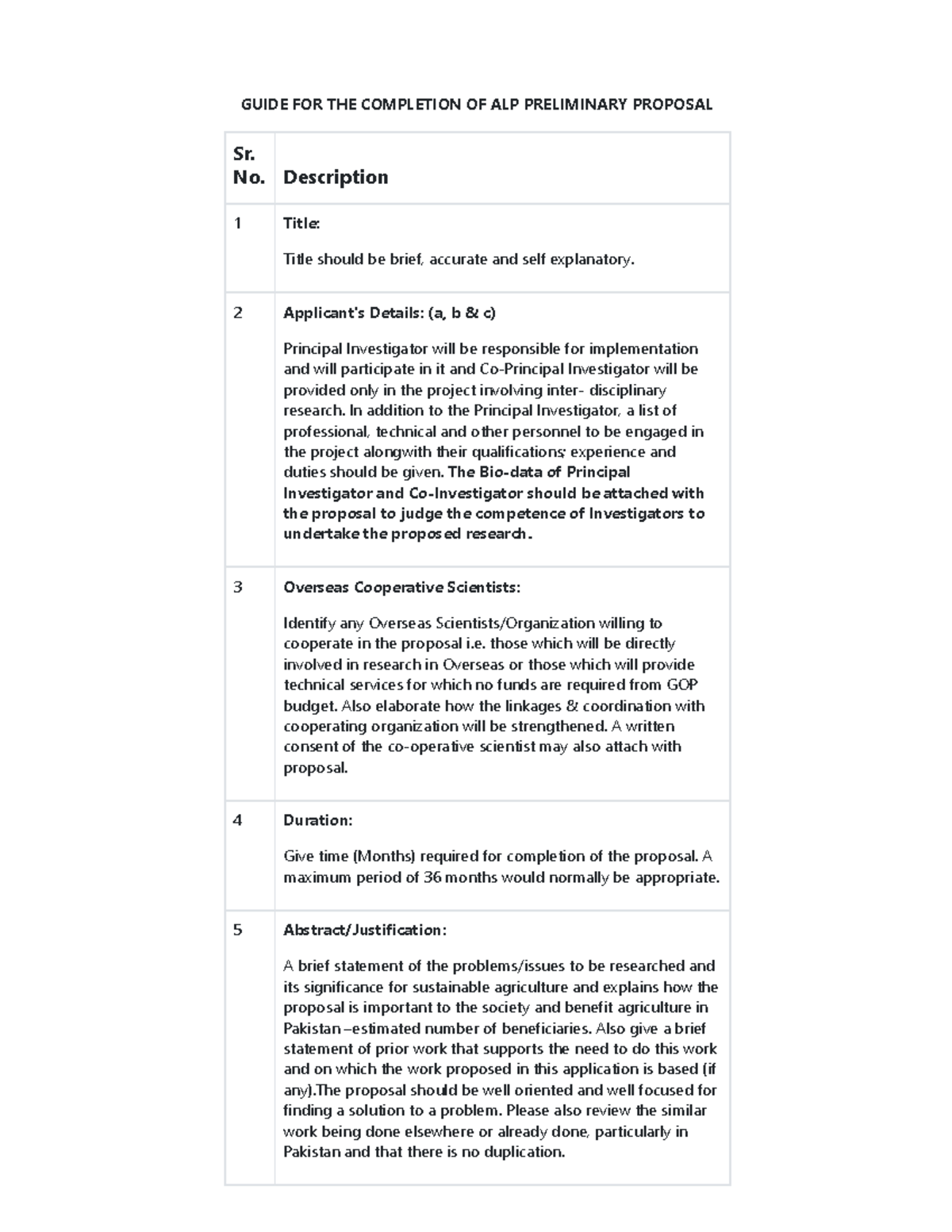 Guidelines for Preliminary Proposal Submission alp - GUIDE FOR THE ...