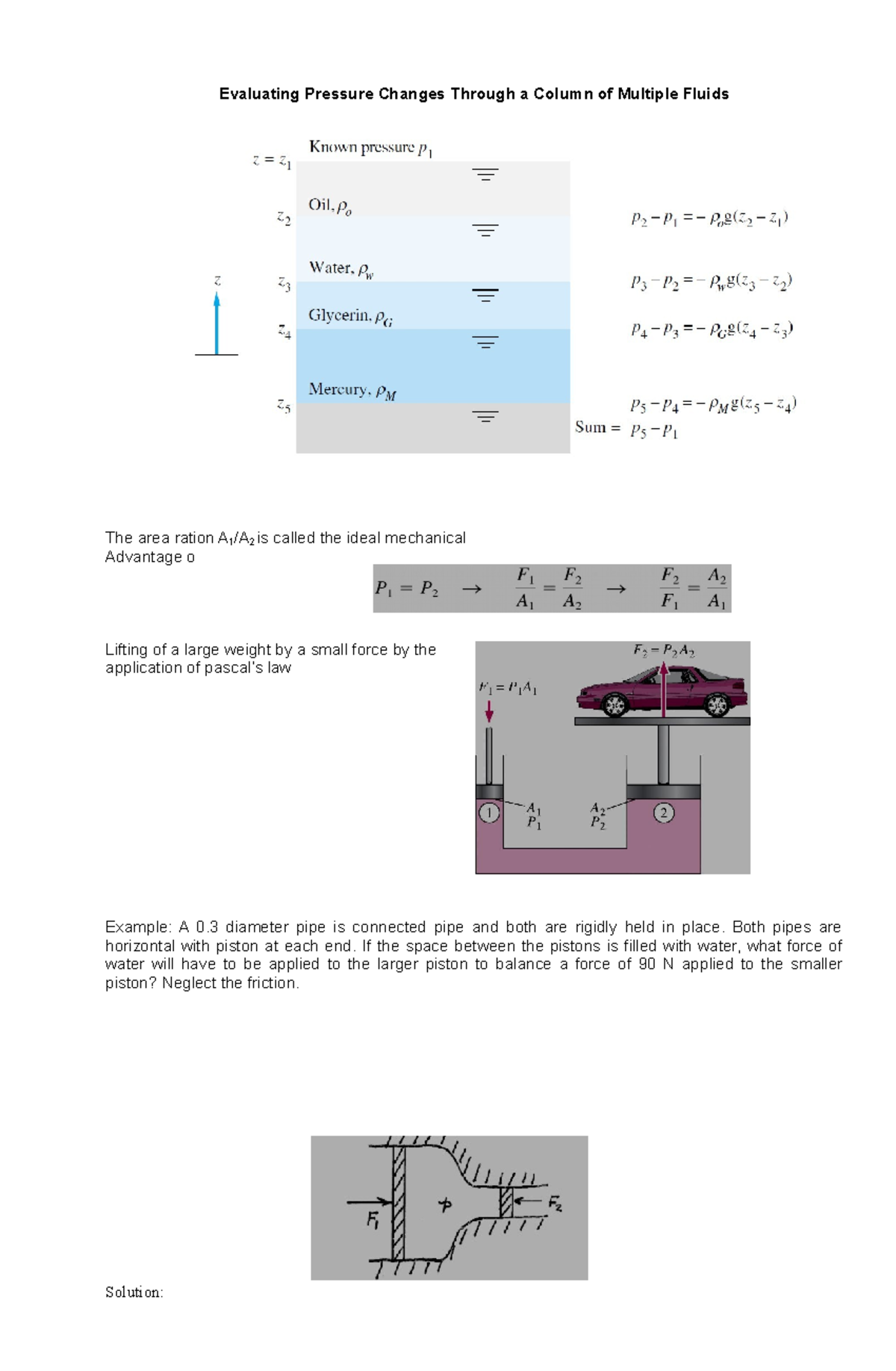 Evaluating Pressure Changes Through a Column of Multiple Fluids - Both ...