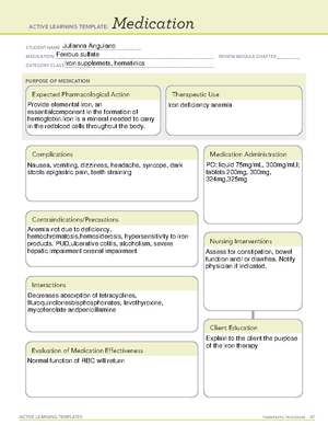 Tylenol medication sheet template ATI - ACTIVE LEARNING TEMPLATES ...