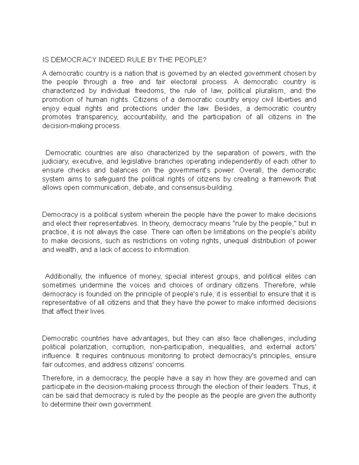 Activity 2 Polsci 10 - NOTHING - IS DEMOCRACY INDEED RULE BY THE PEOPLE ...