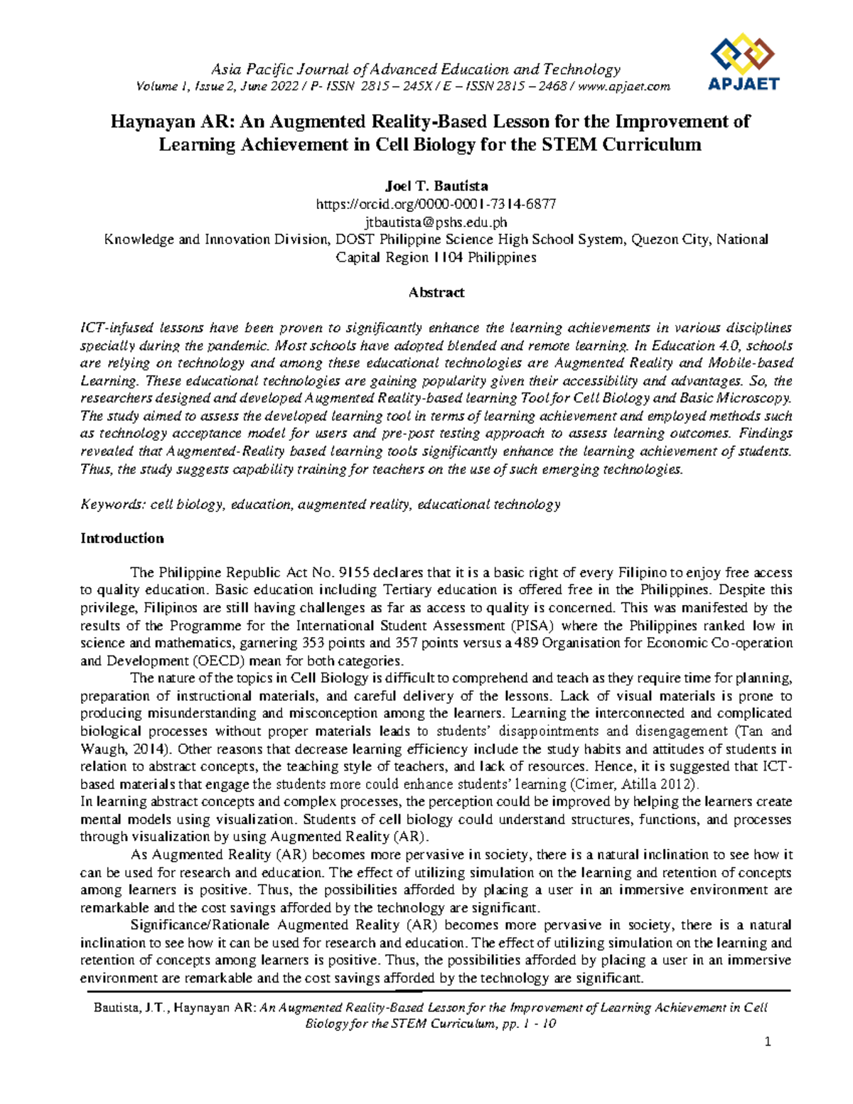 Haynayan AR An Augmented Reality Based Lesson for the Improvement of ...