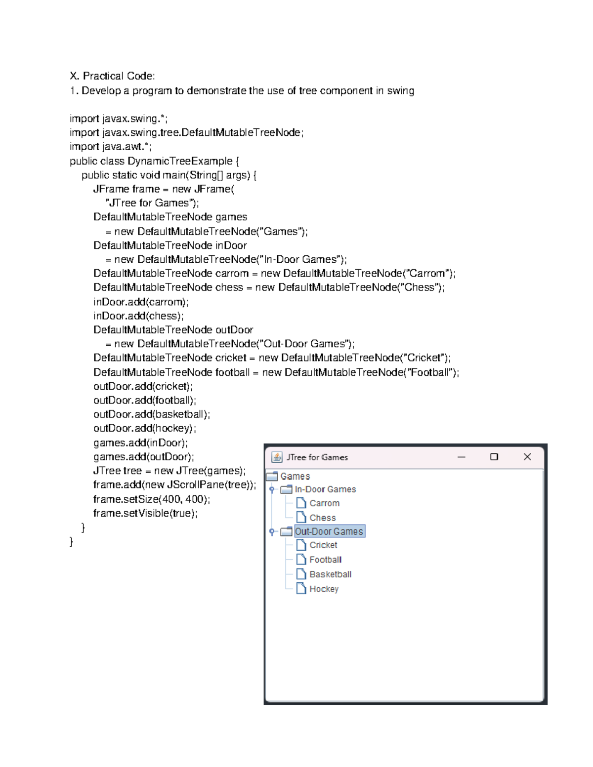 AJP EXP 7 OP - aaaa - X. Practical Code: Develop a program to demonstrate the use of tree ...