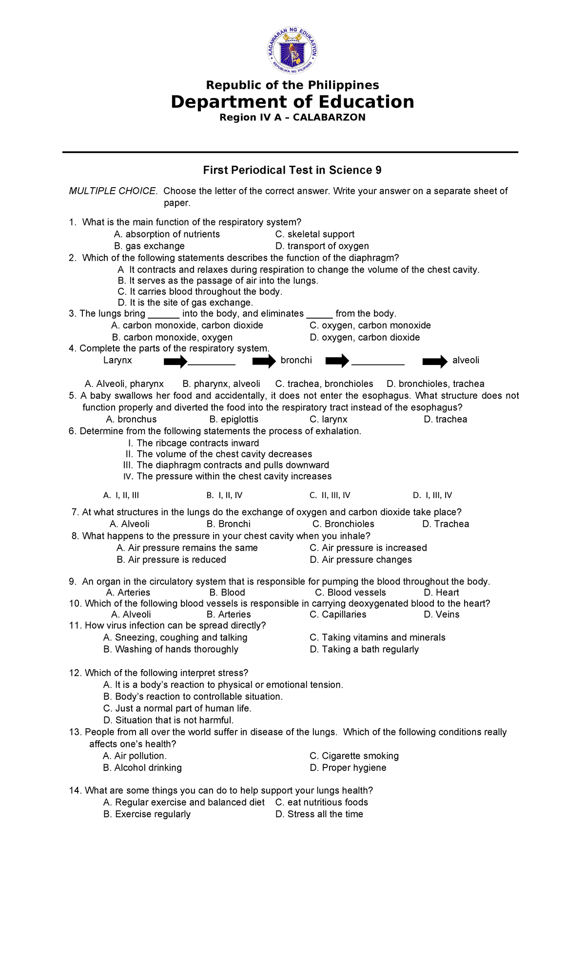 Grade 9-Science - Republic of the Philippines Department of Education ...