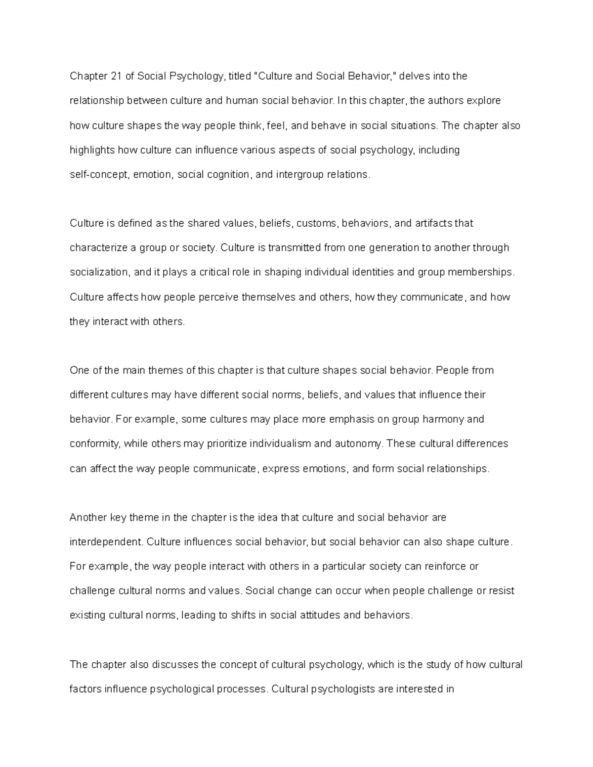 Social psy 21 - lecture and chapter 21 notes - Chapter 21 of Social ...