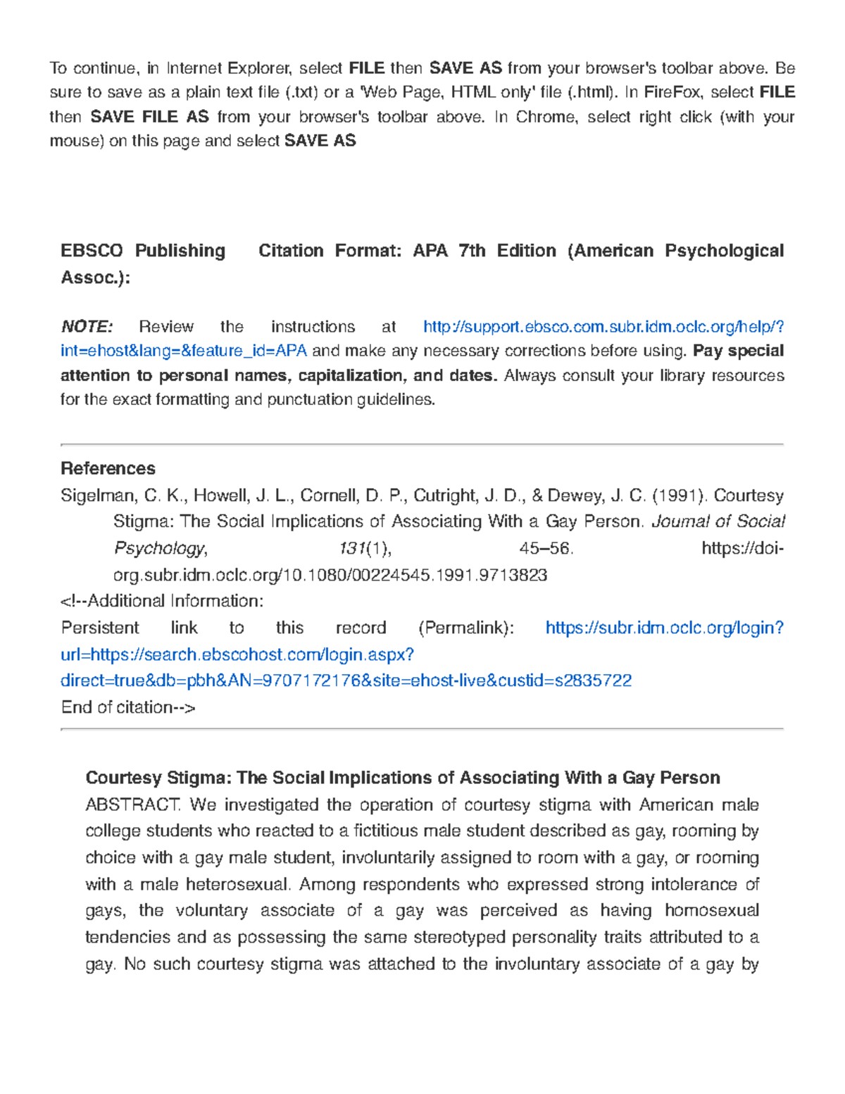 Courtesy stigma - Research paper - To continue, in Internet Explorer ...