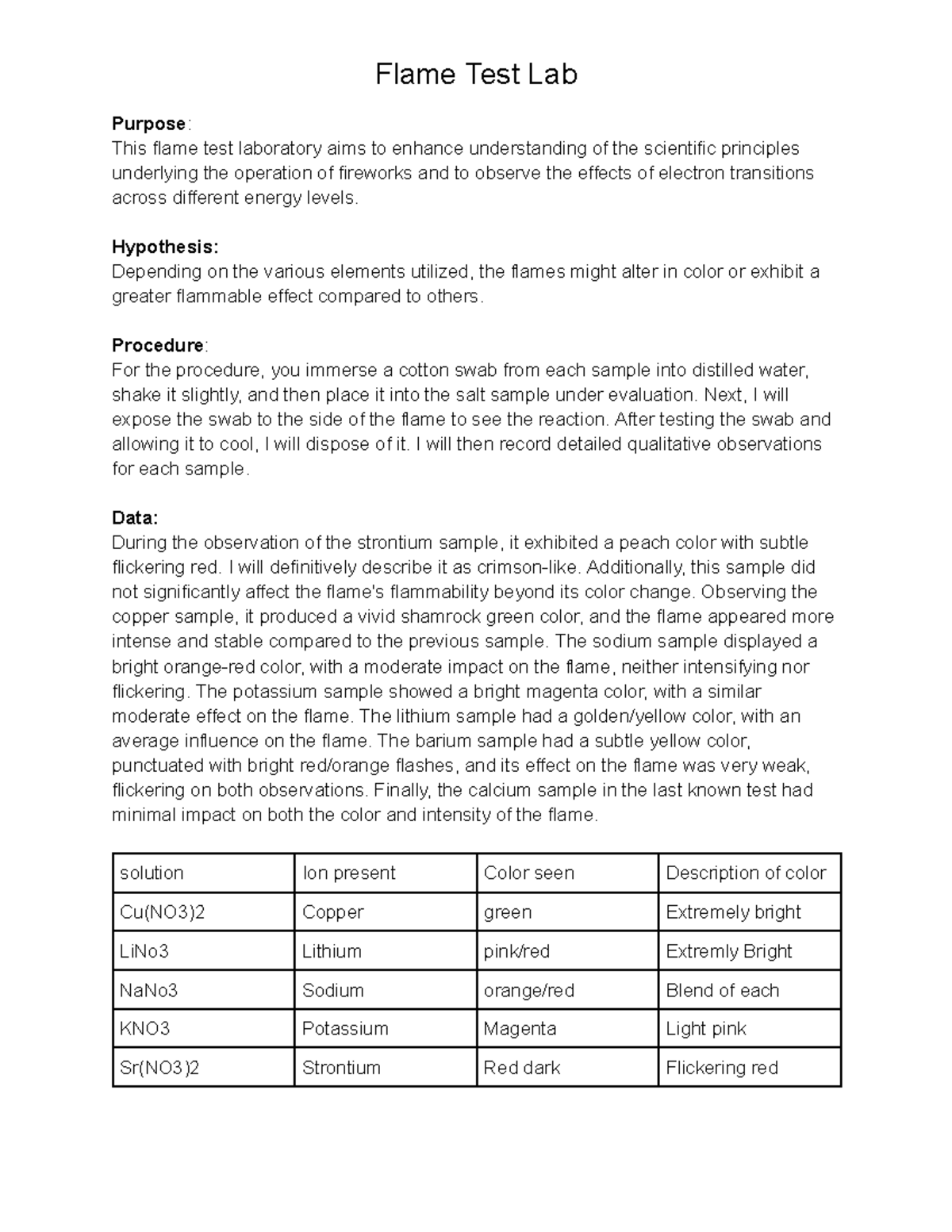 Untitled document - This lab is the gavs - Flame Test Lab Purpose: This ...