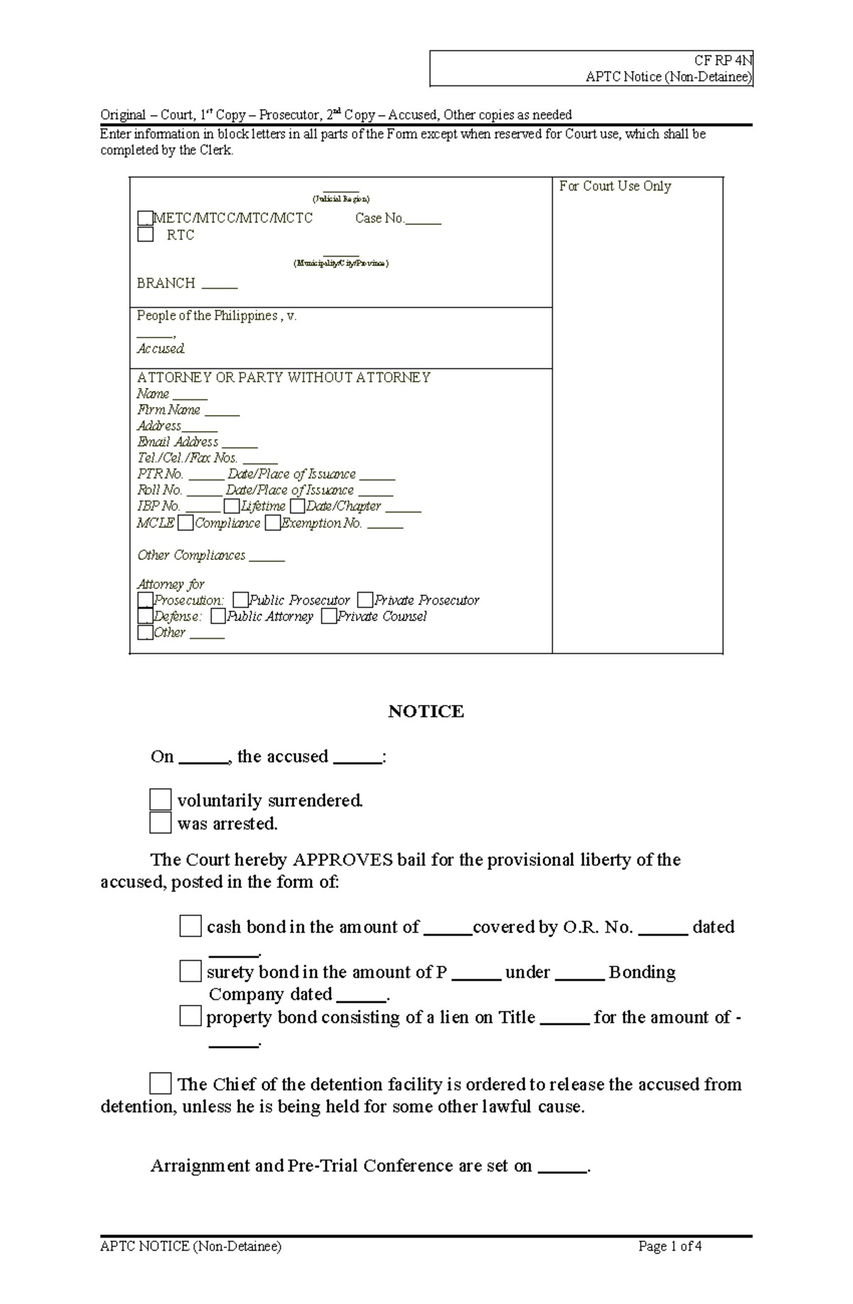 CF RP 4N APTC Notice (Non-Detainee) - APTC Notice (Non-Detainee ...