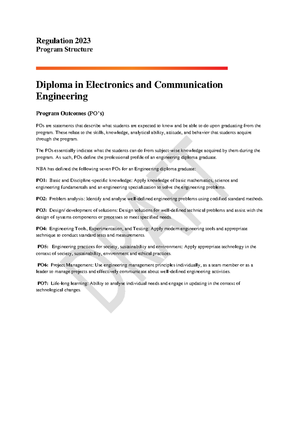 ECE Subject lists - 53445 - Regulation 2023 Program Structure Diploma ...