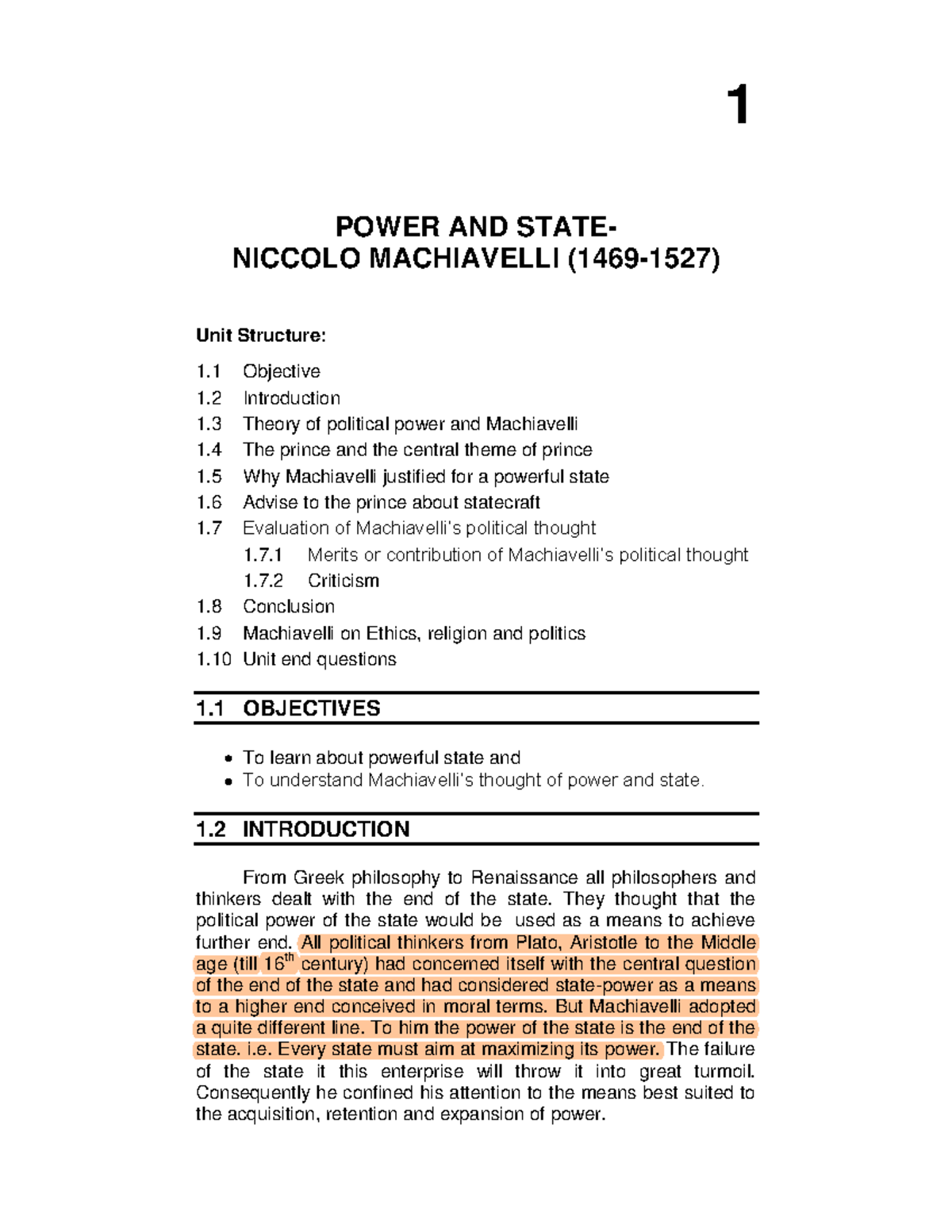 Power AND State- Niccolo Machievelli - POWER AND STATE- NICCOLO ...