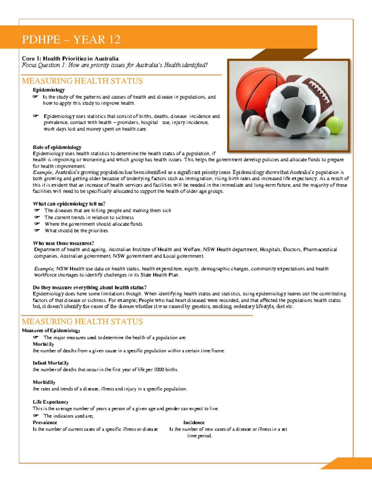 2019 PDH Pdhpe Core 1 Notes Holly Oetojo Mcphee - PDHPE – YEAR 12 Core ...